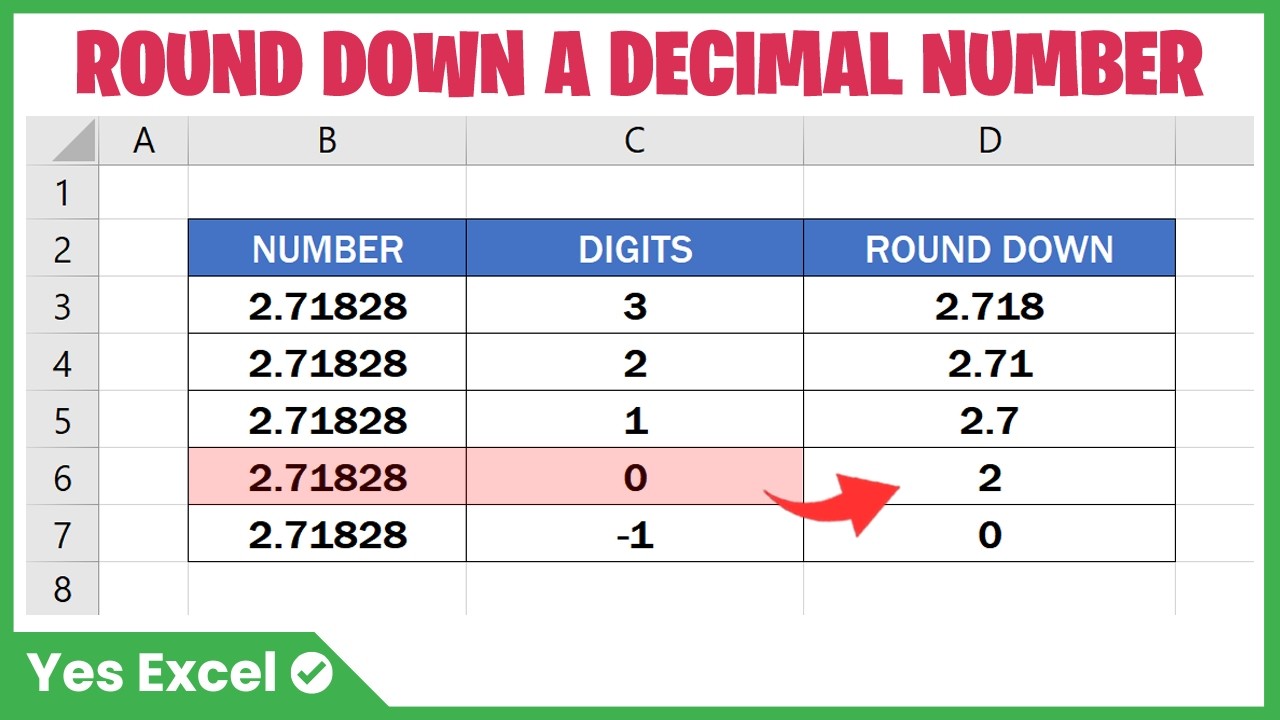 How to Round Down a Number in Excel - YouTube