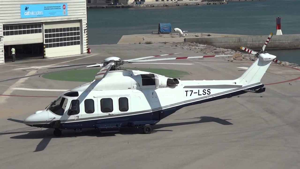 AgustaWestland AW139 (T7-LSS) - Helipuerto Puerto de Barcelona - YouTube