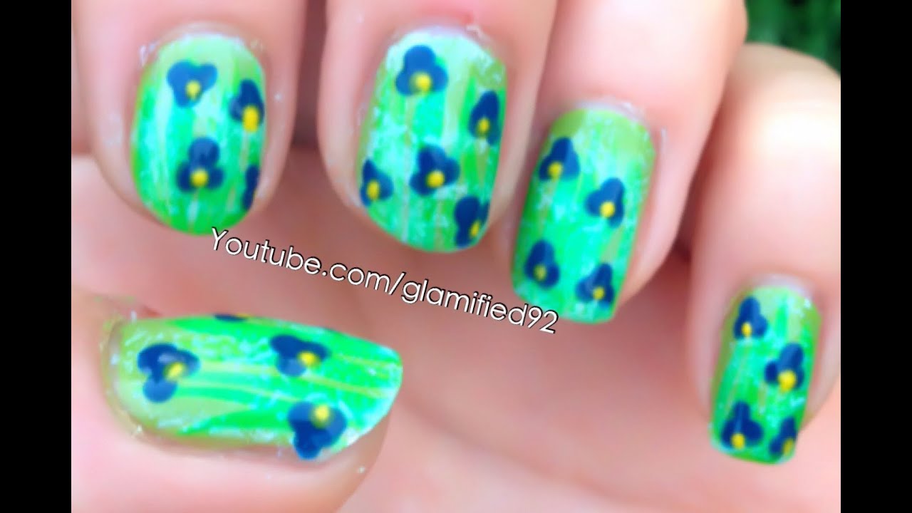 SPRING NAILS: Bluebonnet flowers - YouTube