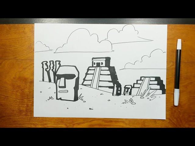 Aztec Temple Drawings Aztec Ceremony. /Naztec Priests Performing A