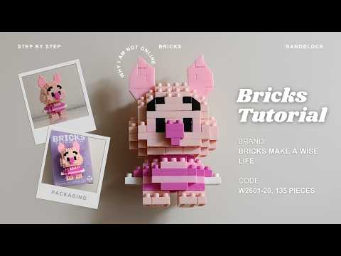 How to Build Piglet (Winnie the Pooh Disney) Building Blocks | Step-by-Step Bricks w2601-20 Tutorial