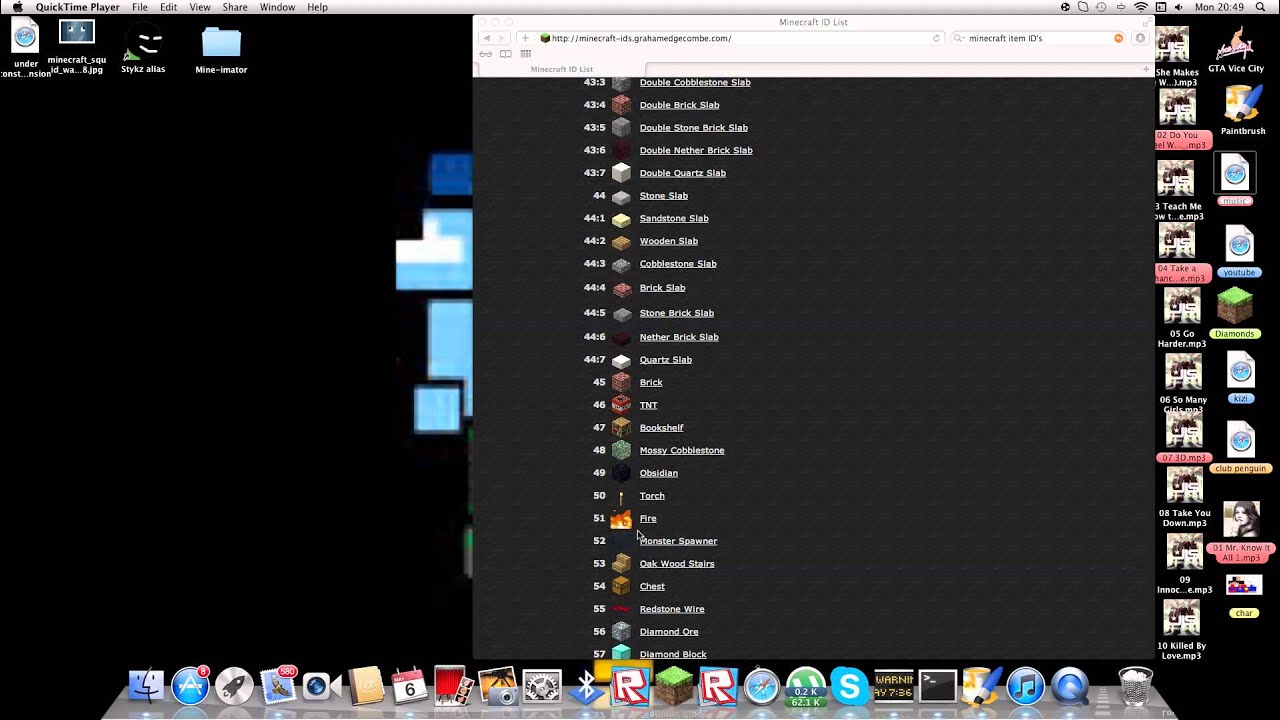 All the item ID's in minecraft! - YouTube