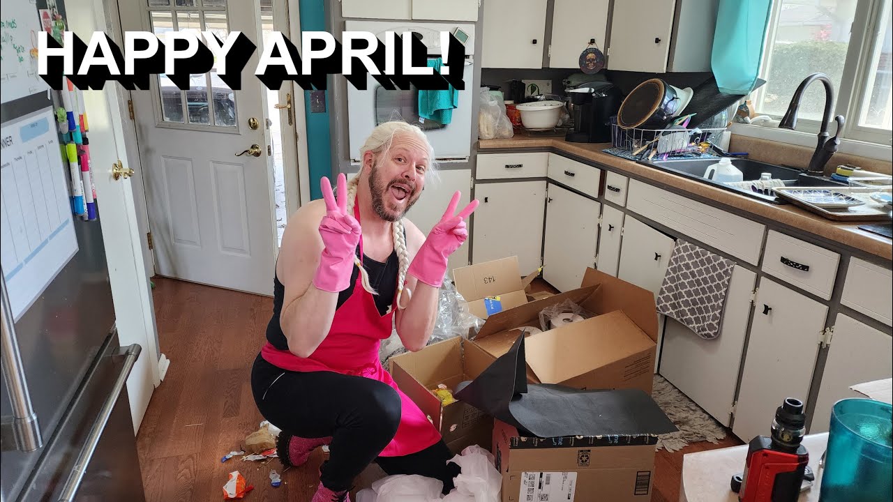 Happy April! Cleaning my trashed-out kitchen! - YouTube