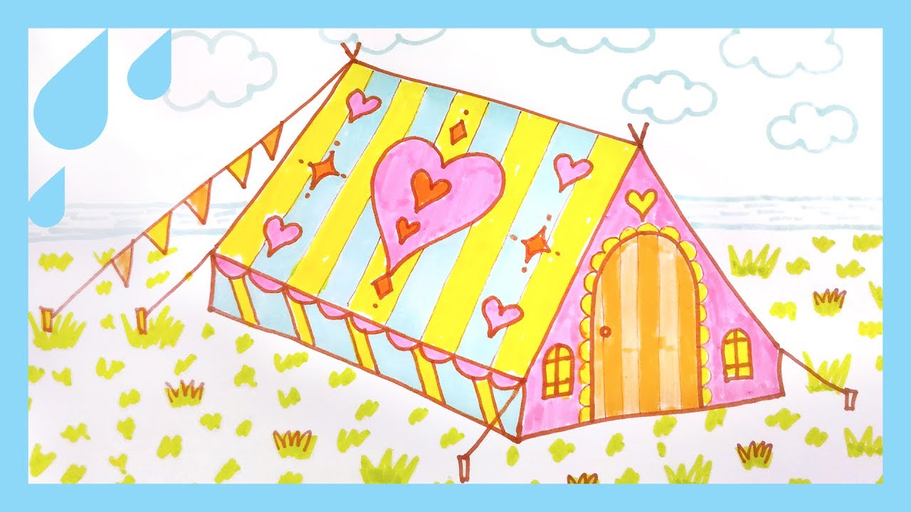 How to draw a TENT | Art colors for kids | easy step by step - YouTube