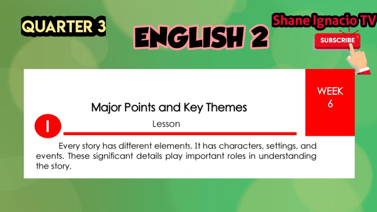 ENGLISH 2 Q3 WEEK 6 MAJOR POINTS AND KEY THEMES - YouTube