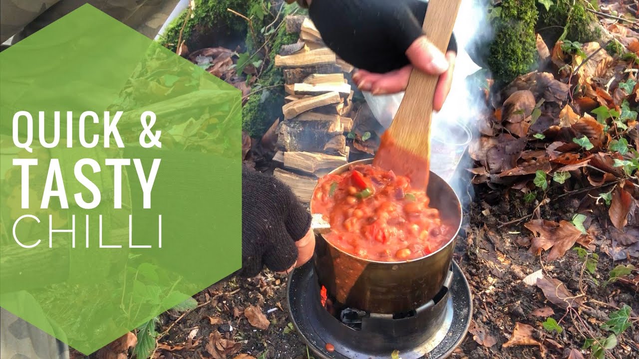 How to make chilli on a wood burning camp stove, quick and tasty recipe ...