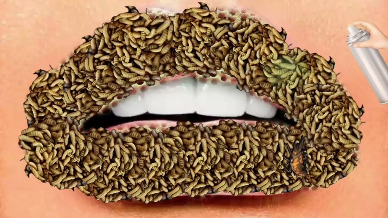 ASMR Remove all worm 🐛 and lips 👄 clinic animation video || ASMR ...