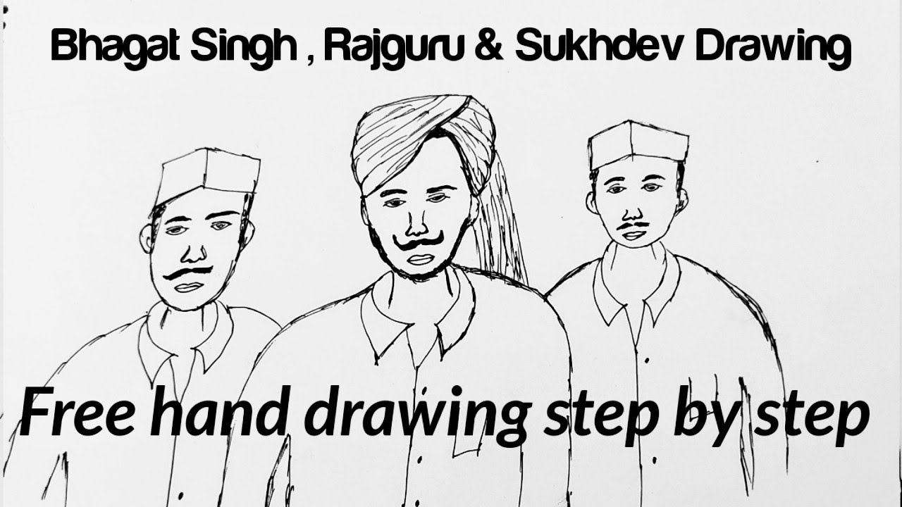 How to draw Bhagat Singh Drawing step by step | Bhagat Singh, Rajguru ...