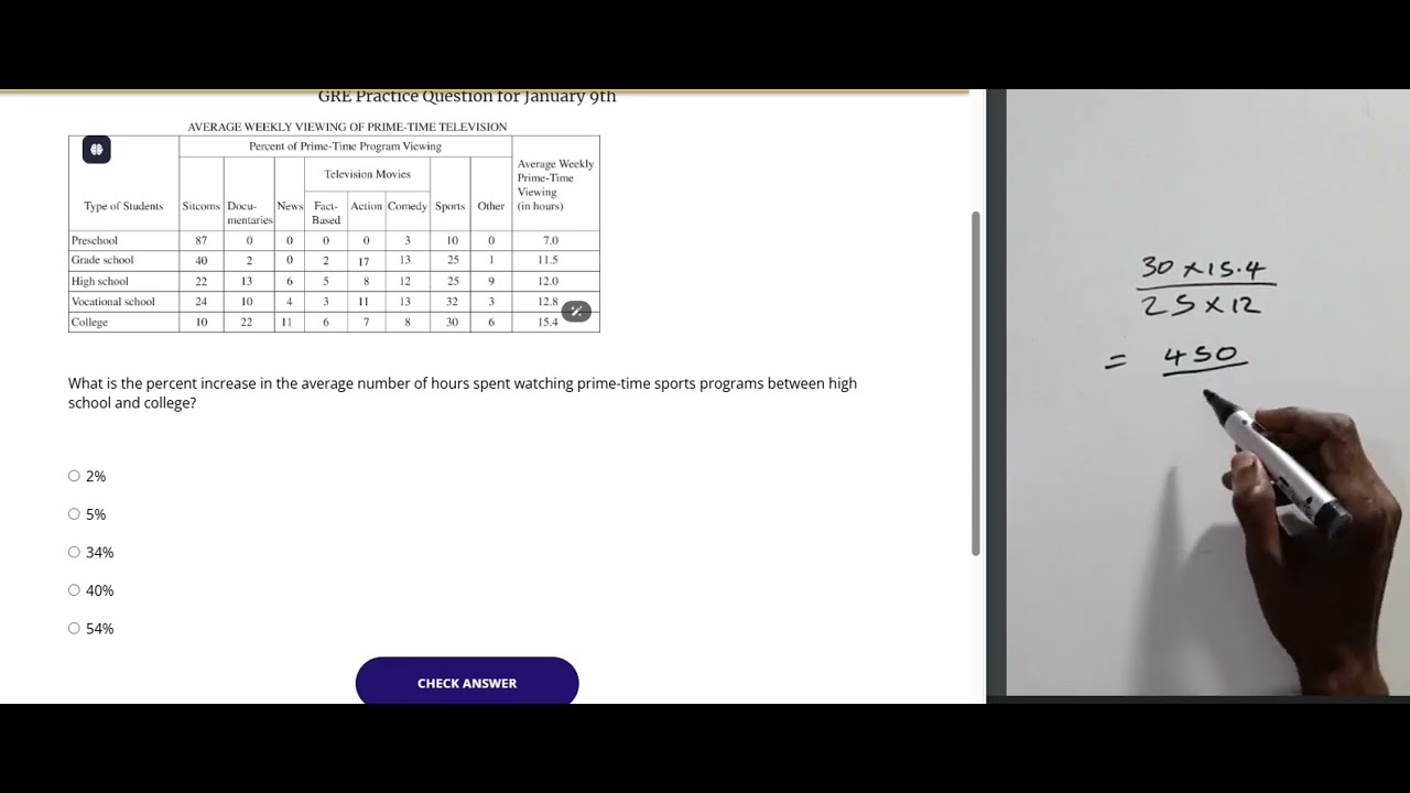 GRE Quantitative Practice Question | Percent Increase Analysis | Step-by-Step Solution - YouTube