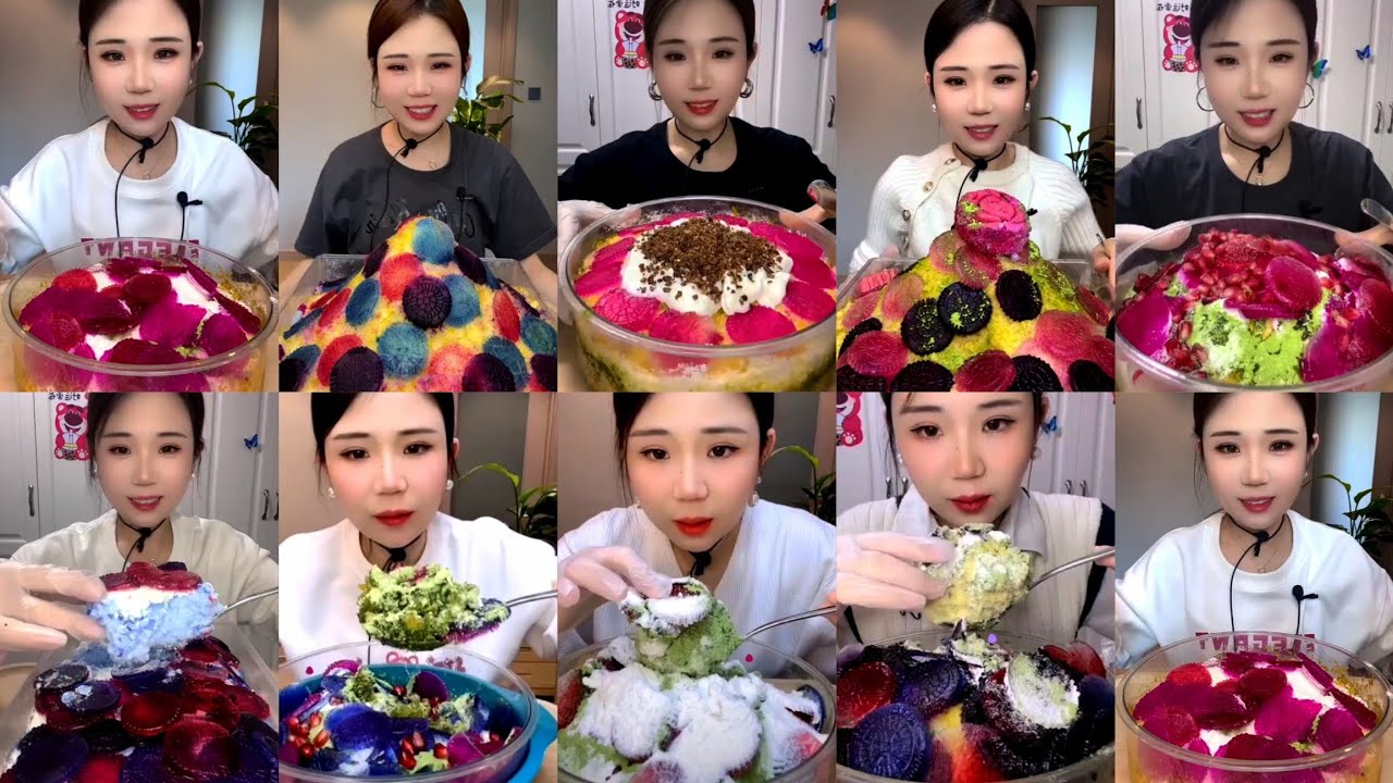 ONLY ICE CHIPS TOPPING WITH MIX SHAVED ICE EATING ASMR 🧊💚💛 - YouTube