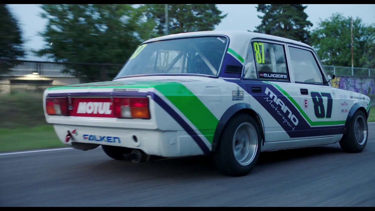 Lada 2105 Racing Bikernieki race track crane camera - YouTube