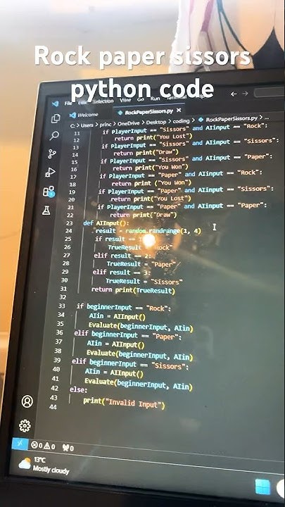 Rock Paper Scissors python code - YouTube
