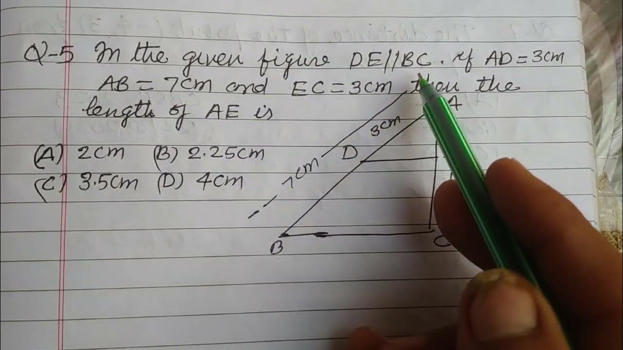 In the given figure DE||BC if AD=3cm AB= 7cm and EC =3cm then find length of AE ... - YouTube