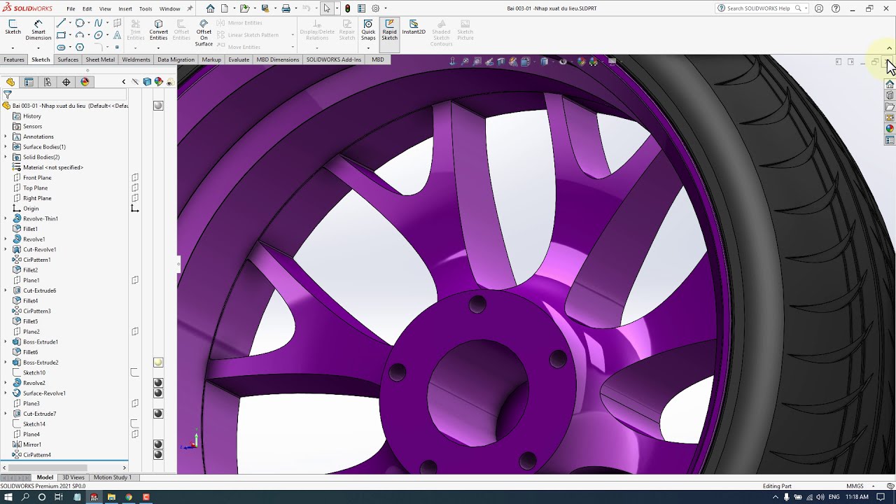 Giáo Trình Solidworks 2021 - Bài 021 : Công Cụ Convert Entities Trong ...