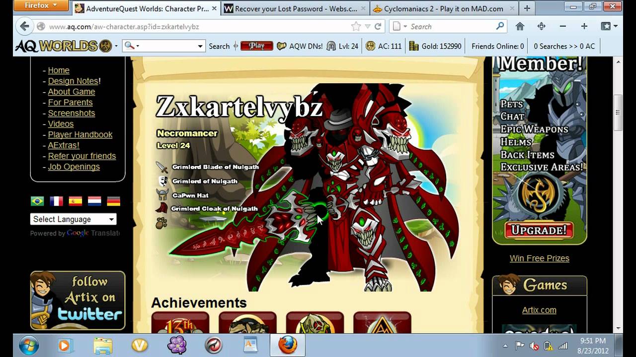 aqw nulgaths grimlord armor - YouTube