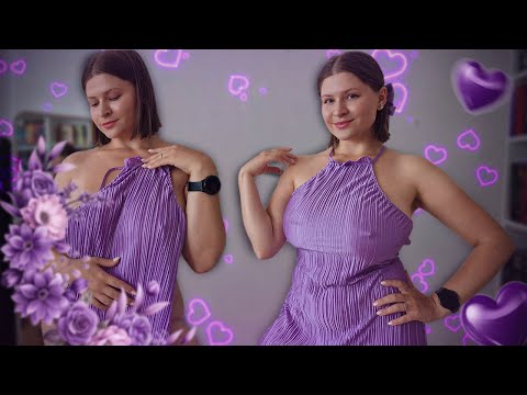 Purple Date Night GRWM | Pleated Mini Dress Try On Haul