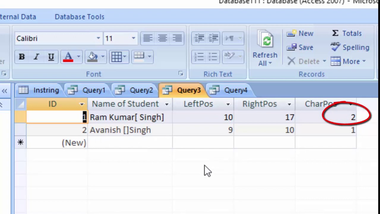 How to use Instring formula in ms access in hindi and english access me ...