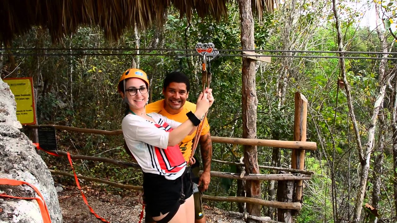 First time zip line 300+ meter in Cancun - YouTube