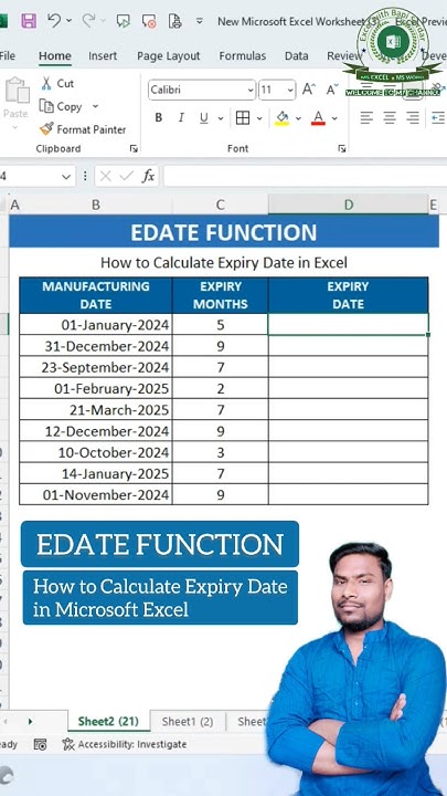 EDATE FUNCTION | 👉 How to Calculate Expiry Date in Microsoft Excel ? # ...
