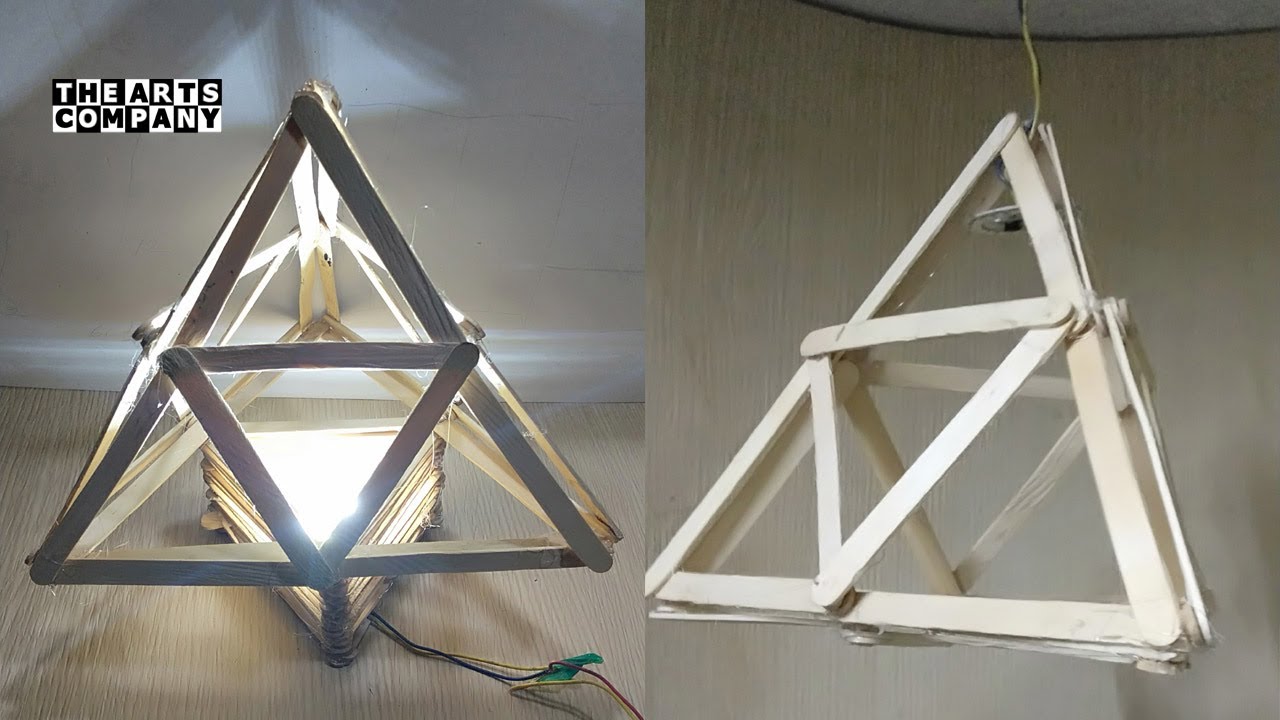 ROOM DECOR! How to Make a Popsicle Stick Lamp / Easy Crafts Ideas at ...