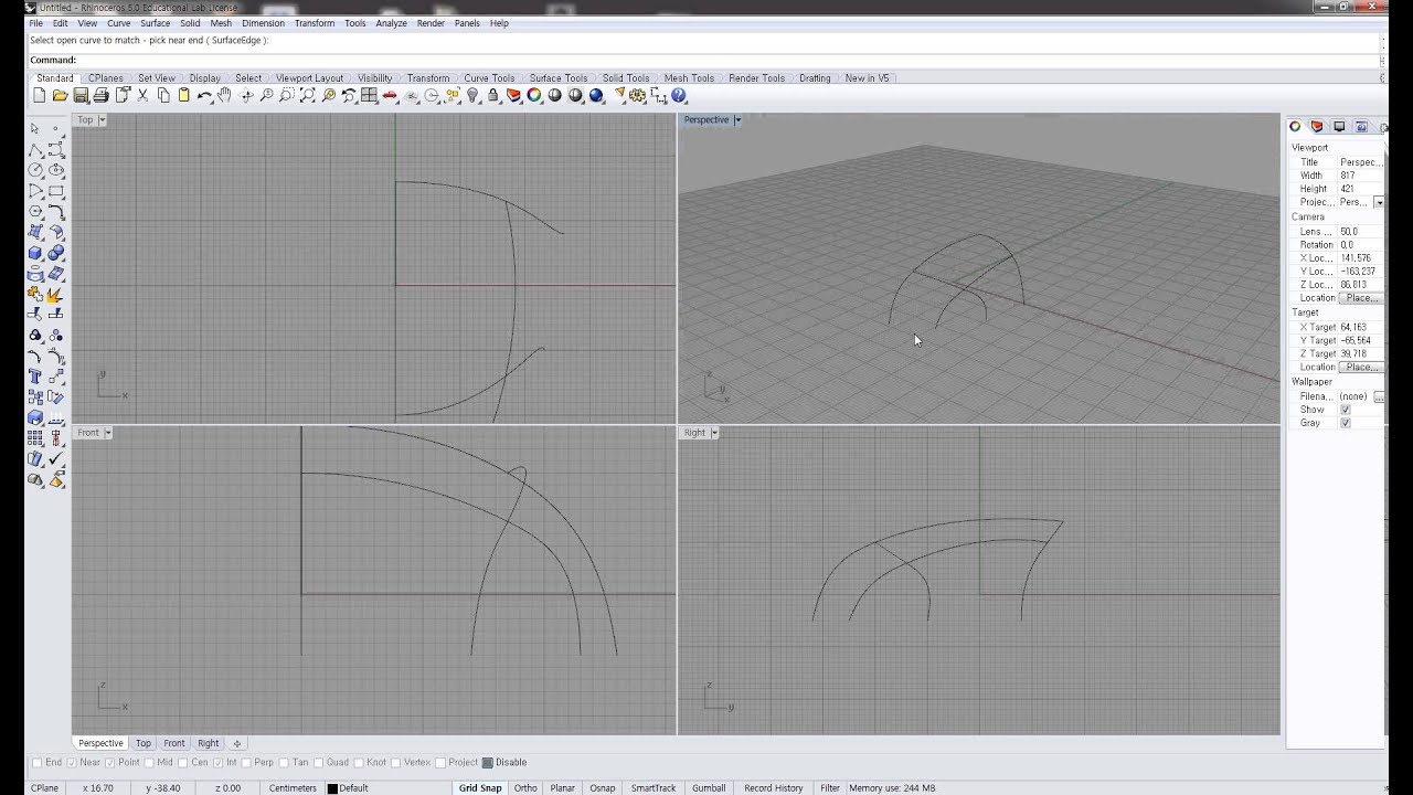 Rhino 3D A surface modeling basic - YouTube