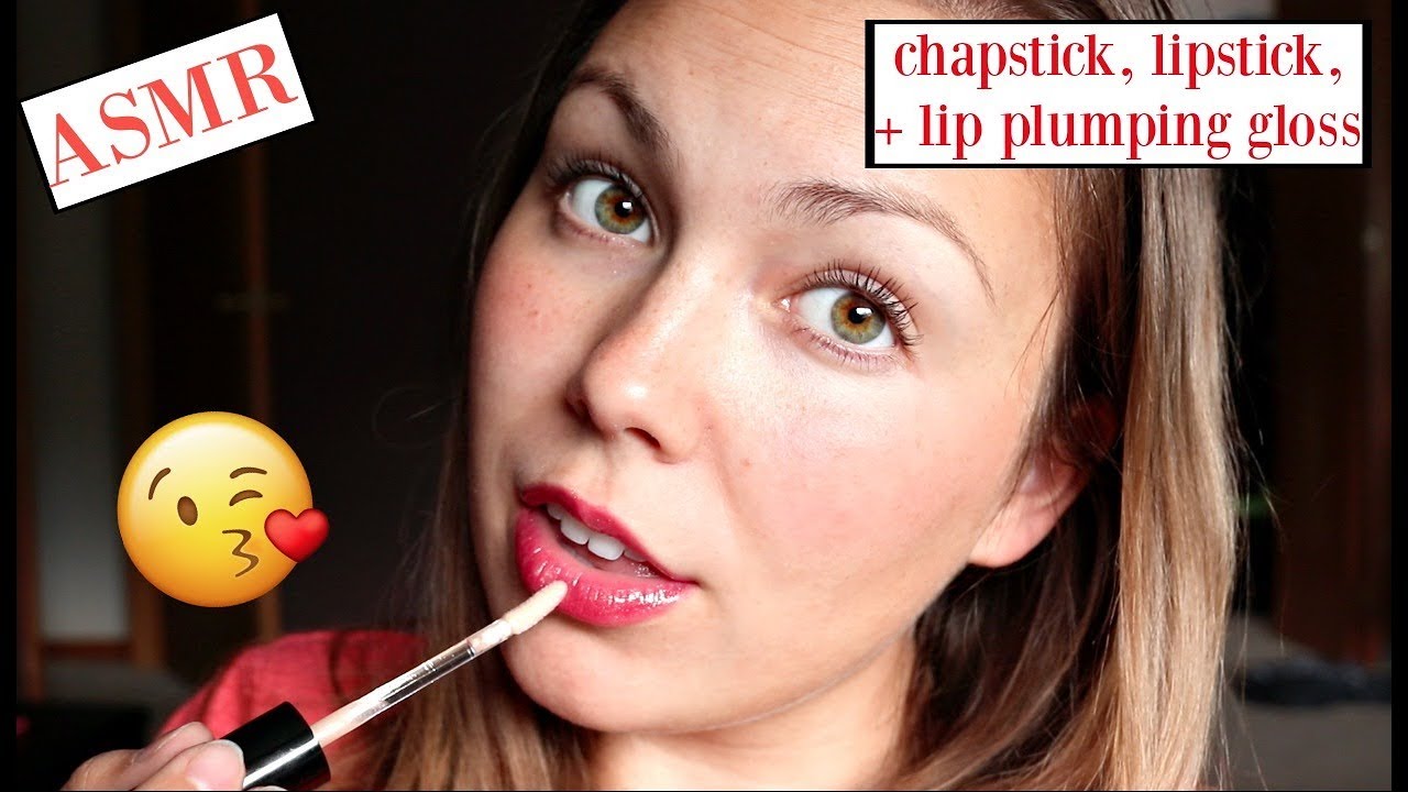 ASMR || LIP GLOSS APPLICATION || Up Close Mouth Sounds, Tapping ...