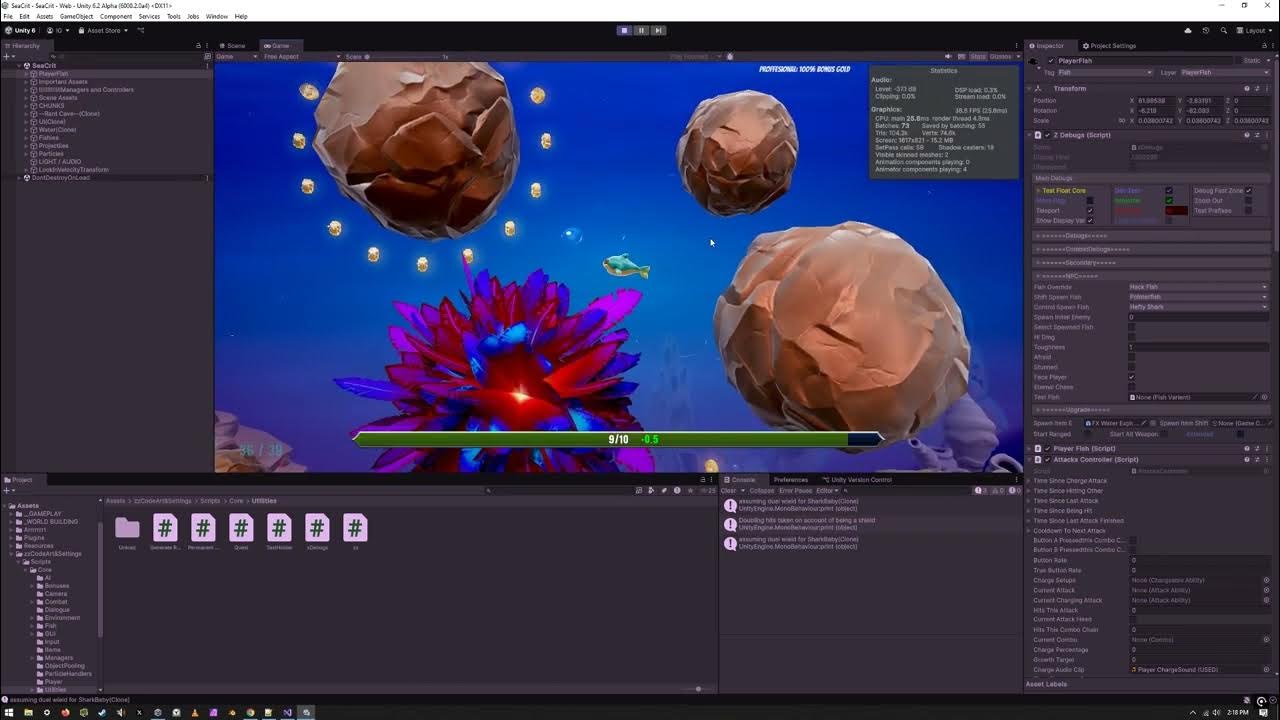 SeaCrit Unity GameDev Session #77, Fantastic day! Revamped Gobble, and fixed up a big combat ...