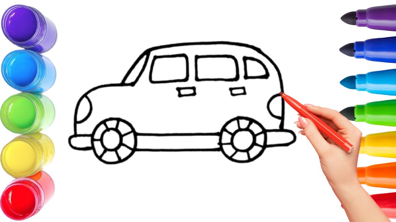 How To Draw cute car Drawing, Painting & Coloring For Kids and Toddlers ...