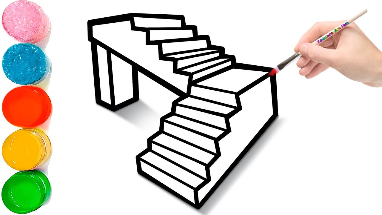 How to Draw a Rainbow Staircase | Simple Guide to Drawing Stairs for ...