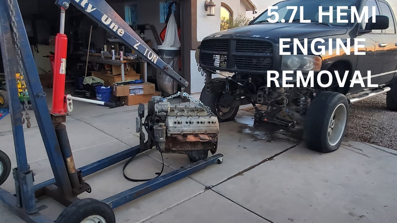 5.7L Hemi engine removal - YouTube