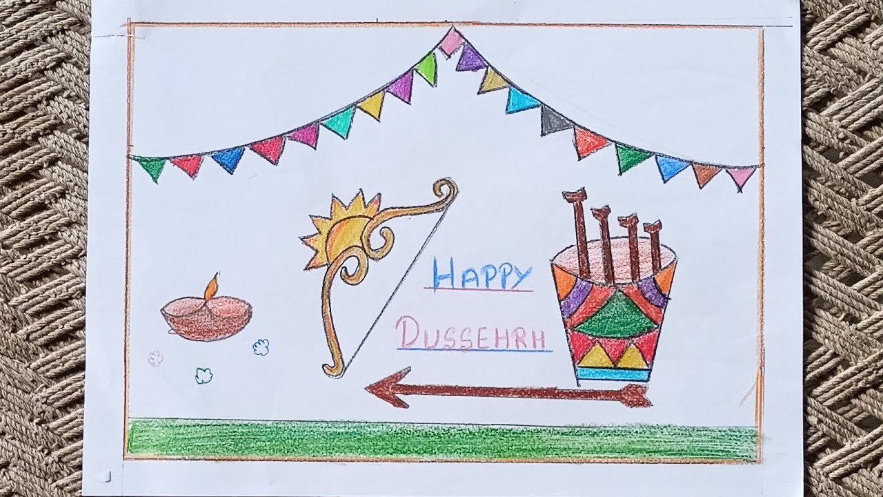 Dussehra drawing step by step # happy Dussehra easy simple and ...