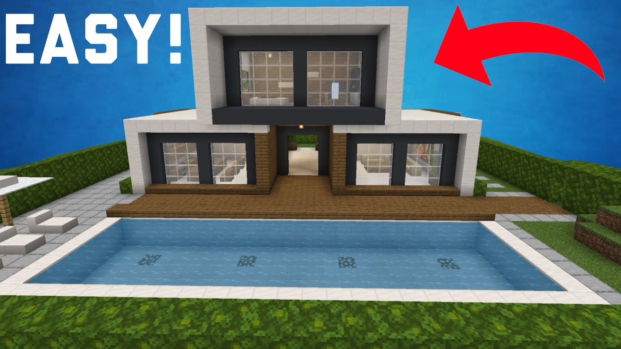 Minecraft: LARGE MODERN HOUSE TUTORIAL!! - YouTube