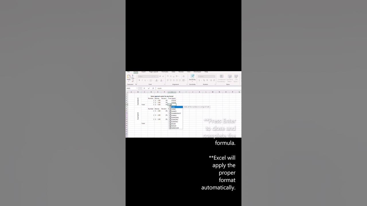 Microsoft Excel Beginners Tutorial - How to use SUM function formula - YouTube