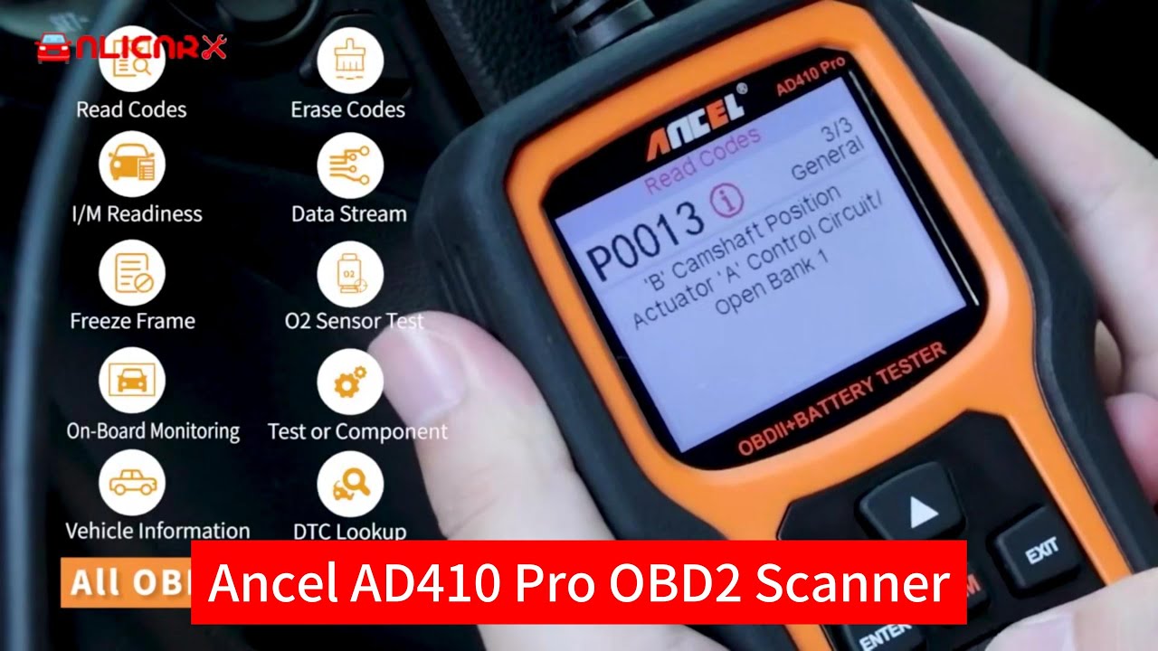 ANCEL AD410 PRO Code Reader + Battery Test Check Engine With Full OBD2 ...