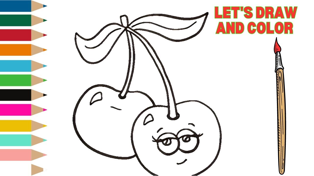 How to draw a cute cherry 🍒 easy for kids #LittleGlamstar - YouTube