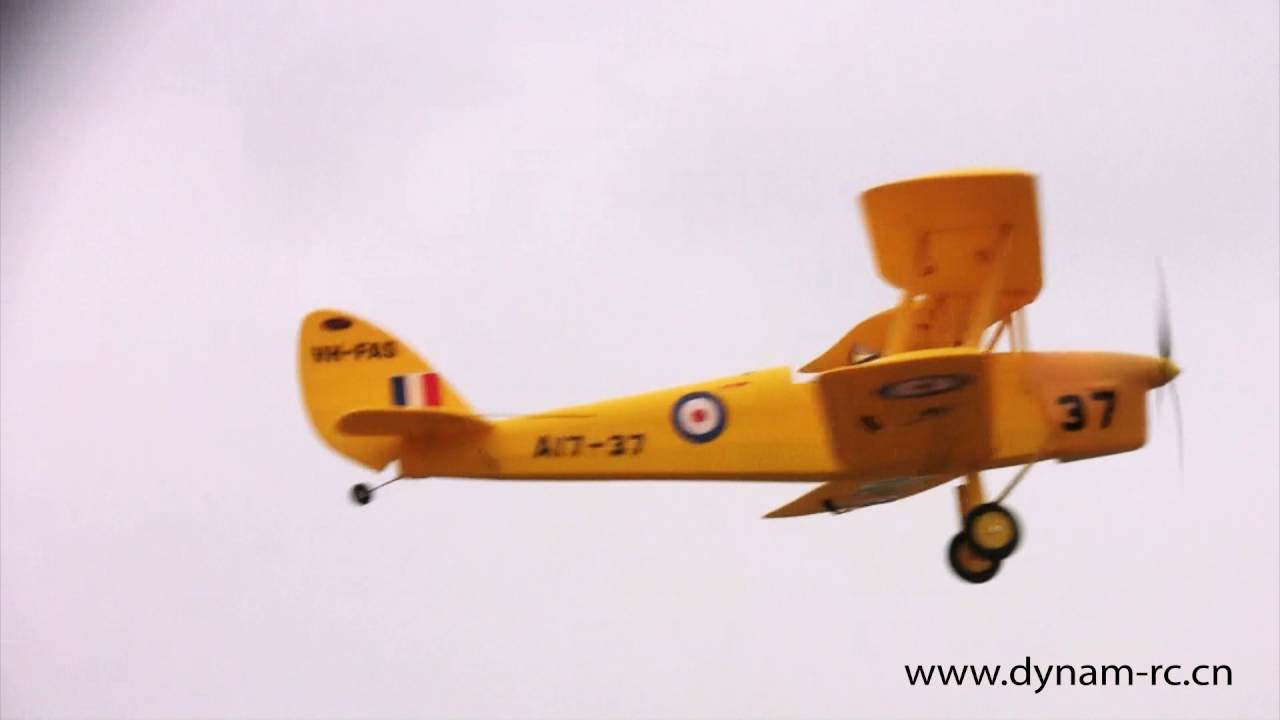 Dynam Tiger Moth V2 Yellow RC Biplane 1270mm - YouTube