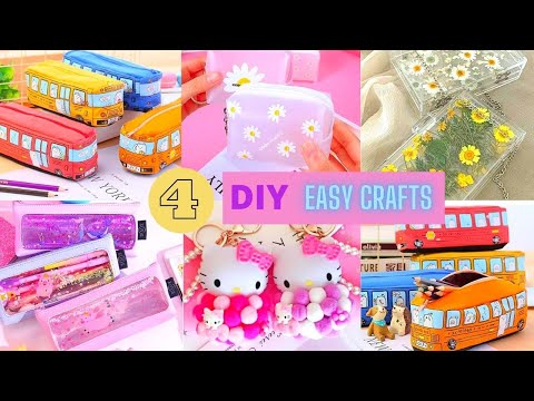 4 DIY Easy Crafts For School Supplies / Back to School Crafts