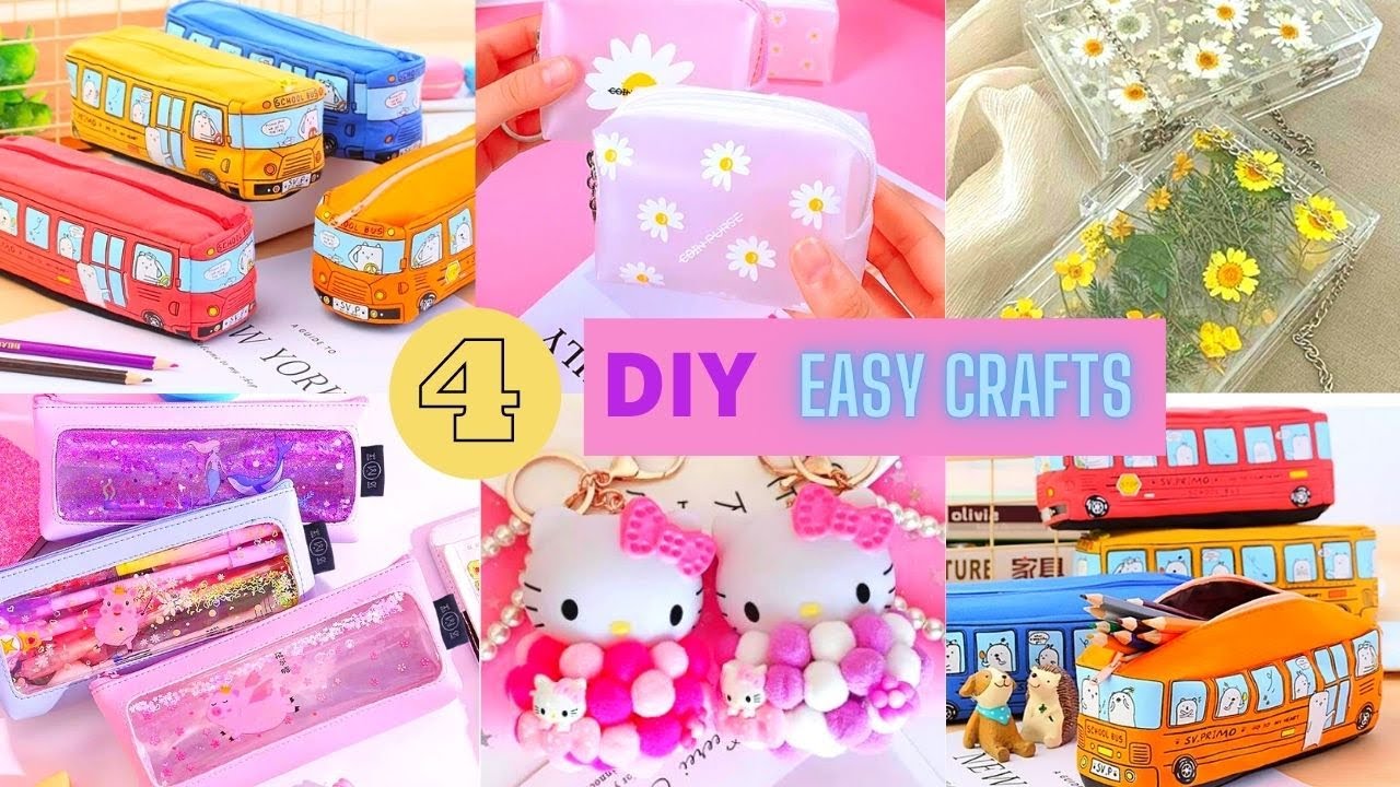 4 DIY Easy Crafts For School Supplies / Back to School Crafts - YouTube