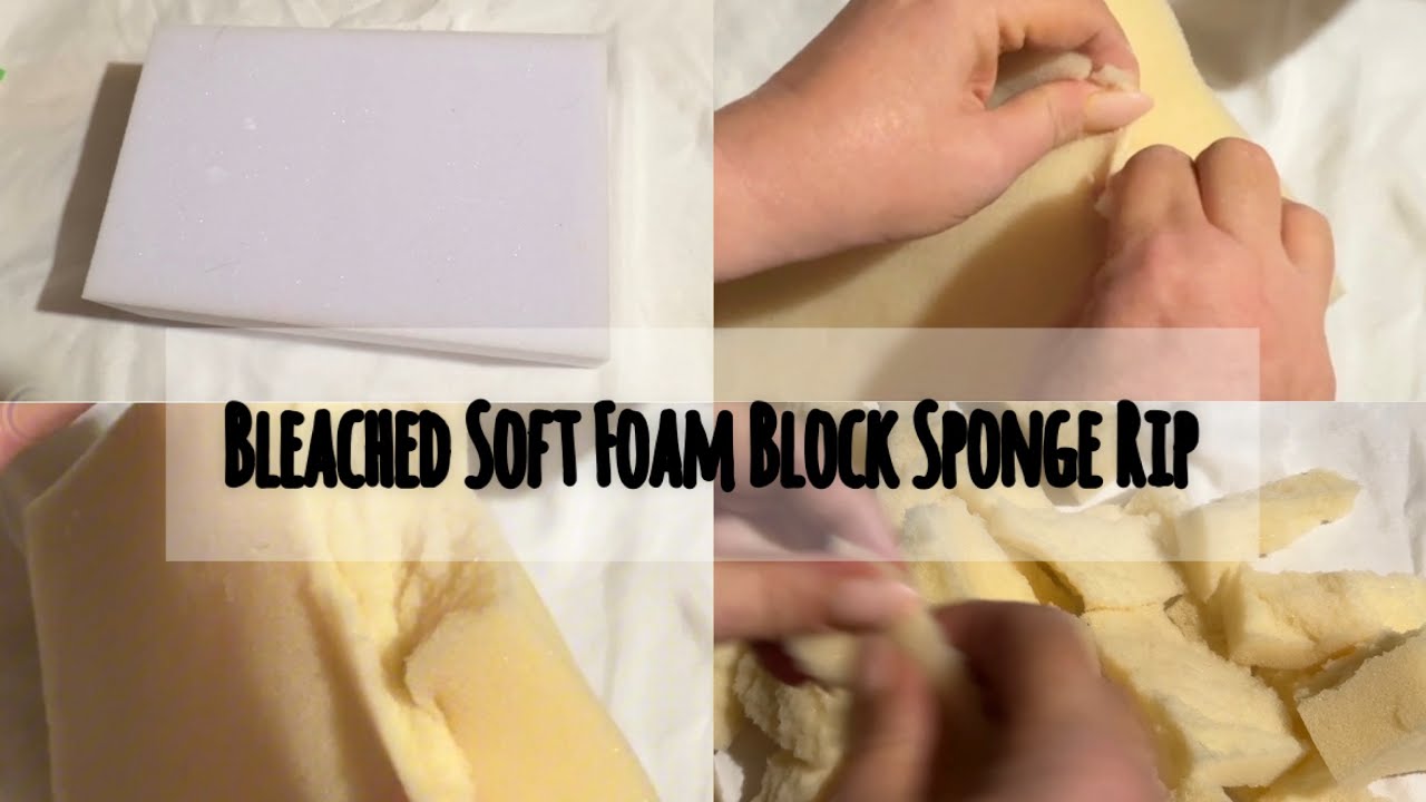 ASMR | Bleached, damp, jelly huge soft foam block sponge rip | ripping ...