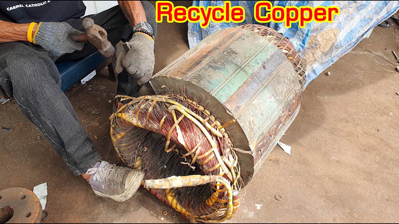 How recycle copper wire from electric motor remove copper winding - YouTube
