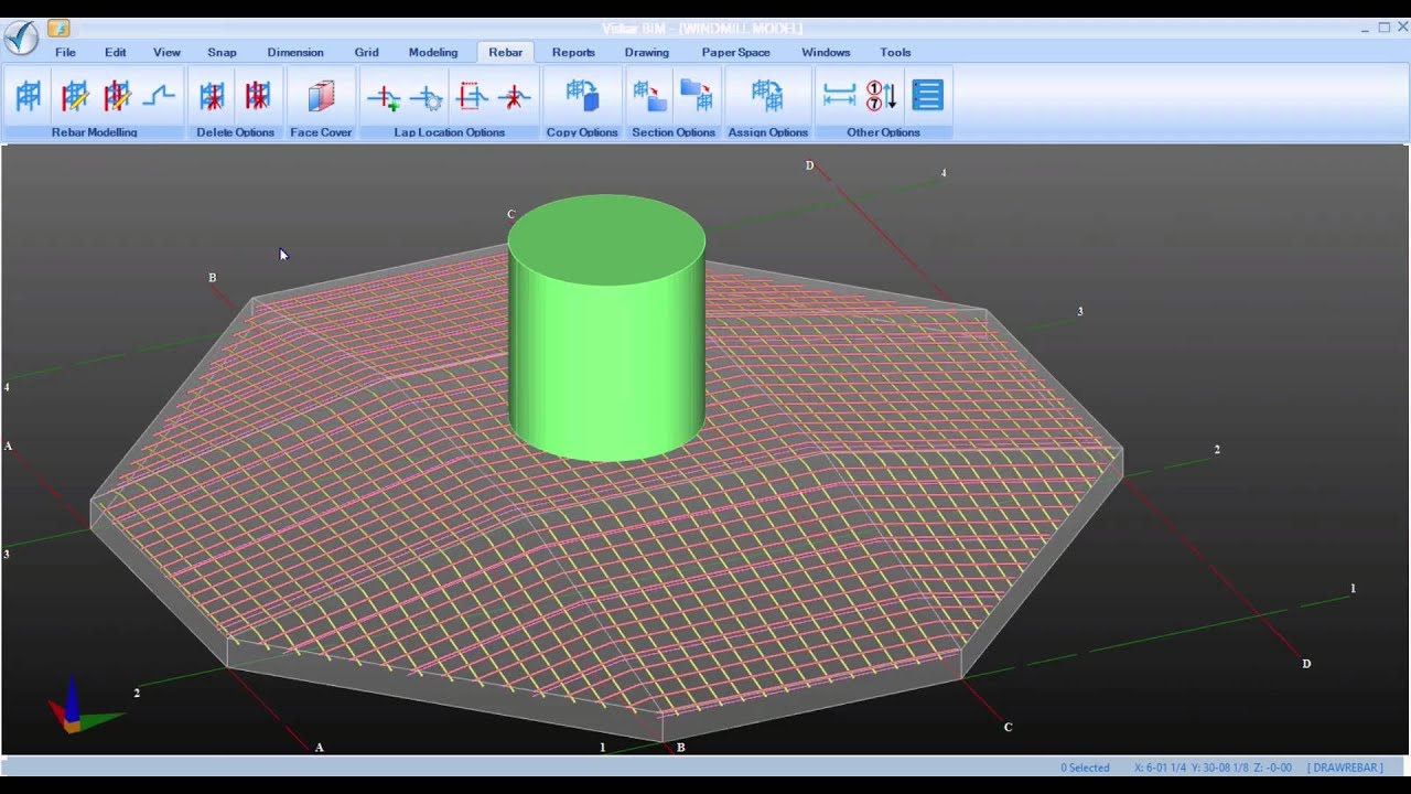 VISKAR BIM - 3D REBAR MODELING OF A WIND MILL FOOTING - YouTube