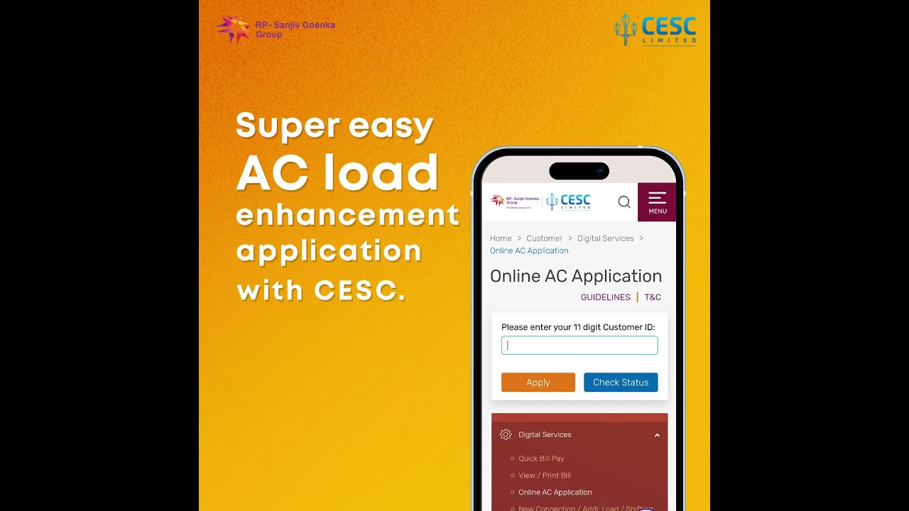 Online AC Application Process | CESC Limited