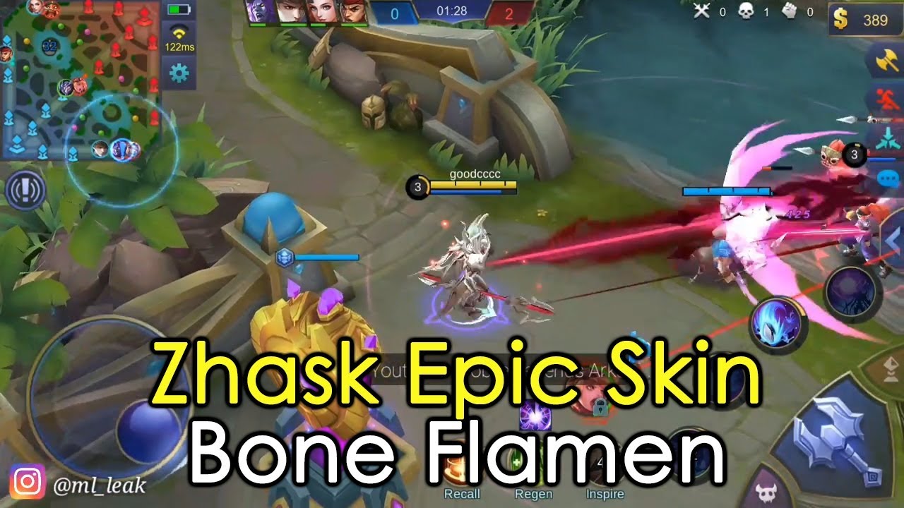 New Zhask Epic skin [Bone Flamen] gameplay | Mobile Legends New Skin ...