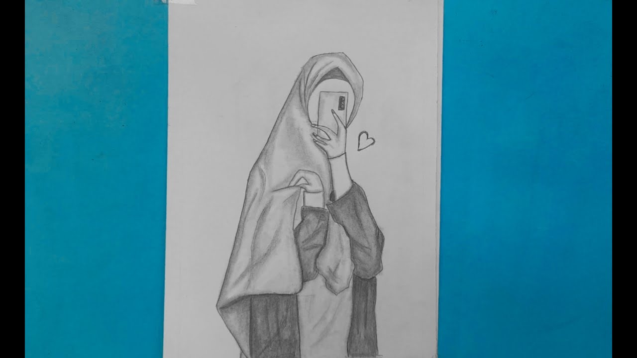 A girl with a hijab - pencil sketch - drawing tutorial/how to draw a ...