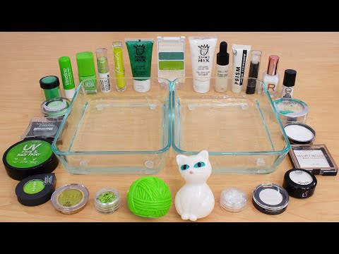 Green vs White - Mixing Makeup Eyeshadow Into Slime ASMR 325 Satisfying Slime Video