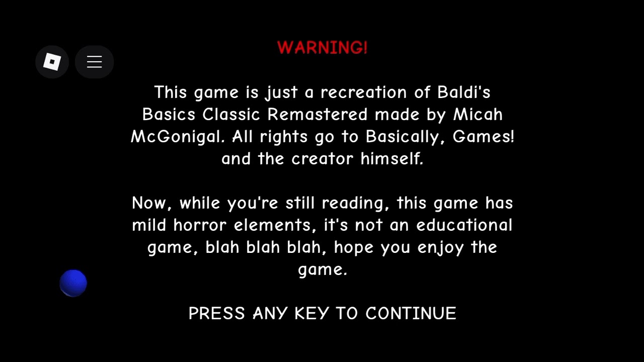 Baldi's basics classic Remastered warning screen#baldisbasics - YouTube