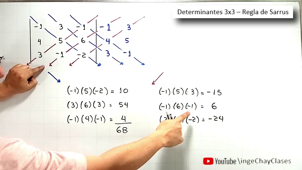 Determinante 3x3 Regla de Sarrus - Ejemplo 2 - YouTube