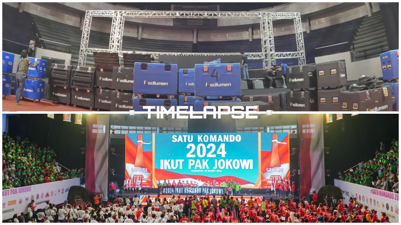 TIMELAPSE RAKIT LED VIDEOTRON IN EVENT RELAWAN JOKOWI SURABAYA RAYA ...