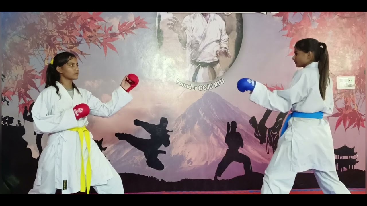 oye zuki and geko zuki punch kumite combination performed by Khushi and ...