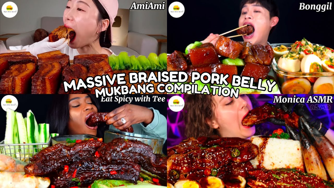 ASMR | MASSIVE BRAISED PORK BELLY MUKBANG COMPILATION | SUPER BIG PORK ...